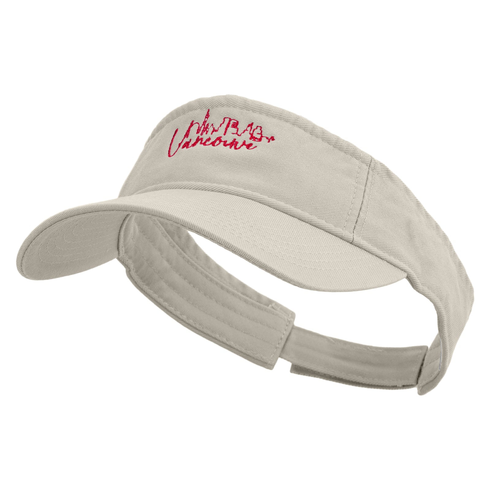 Red Vancouver Skyline Embroidered Pro Style Cotton Twill Washed Visor ...