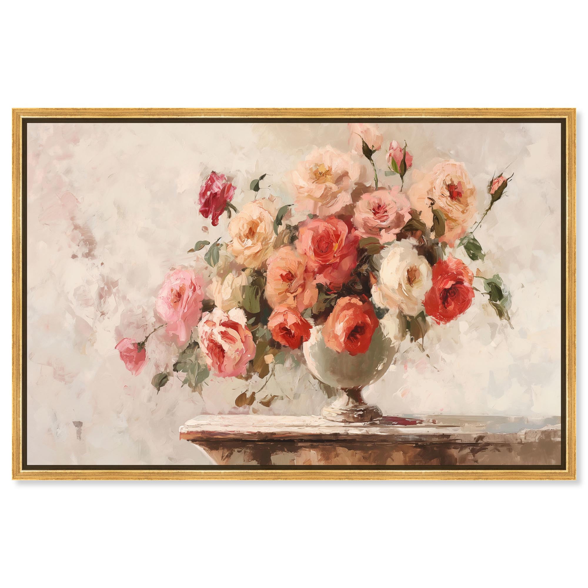 Red Veil on White Canvas Glam Floral Art by Art Remedy, Gold Frame, 24 ...