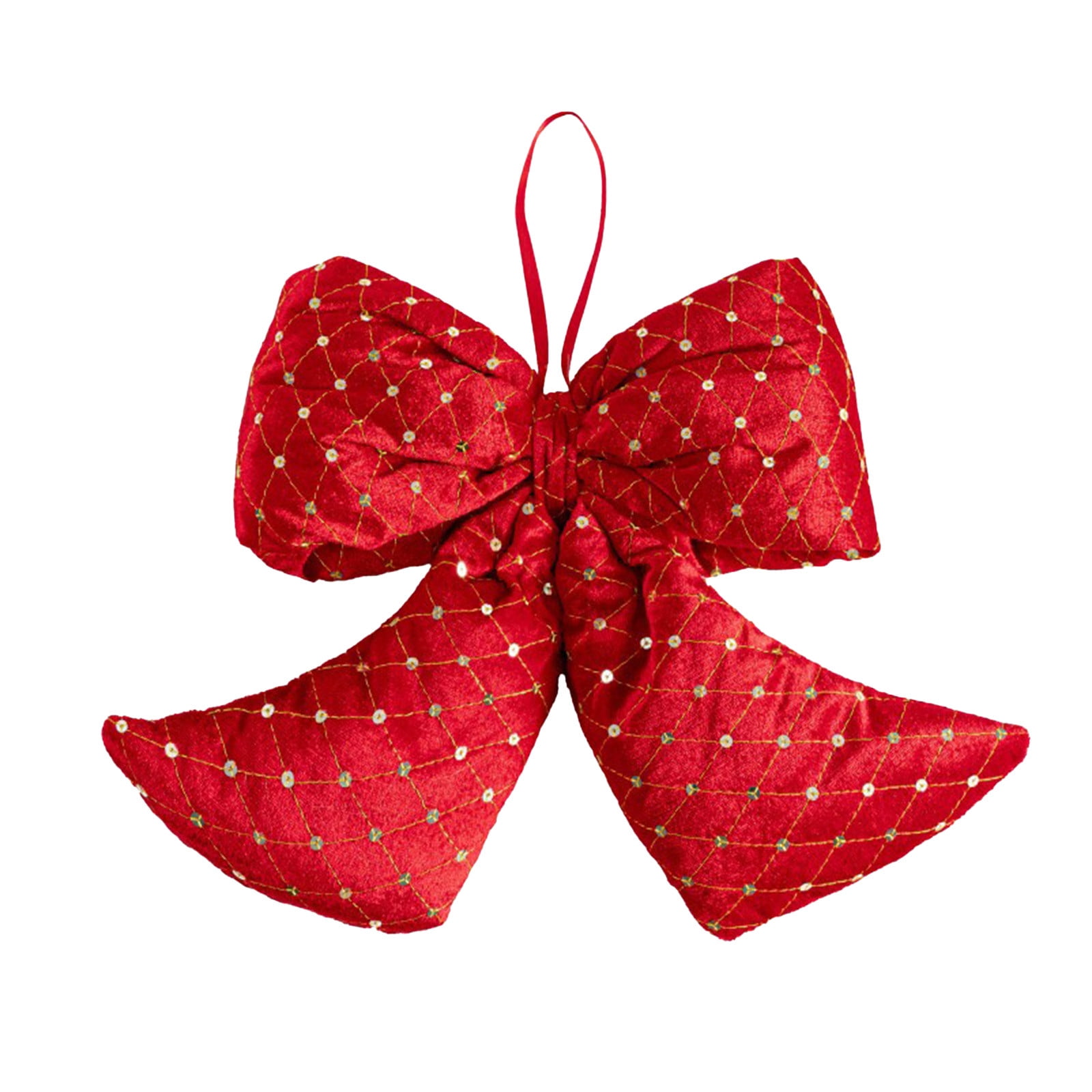 Red Velvet Christmas Bow Ornament – Large Flocking Decorative Tree ...