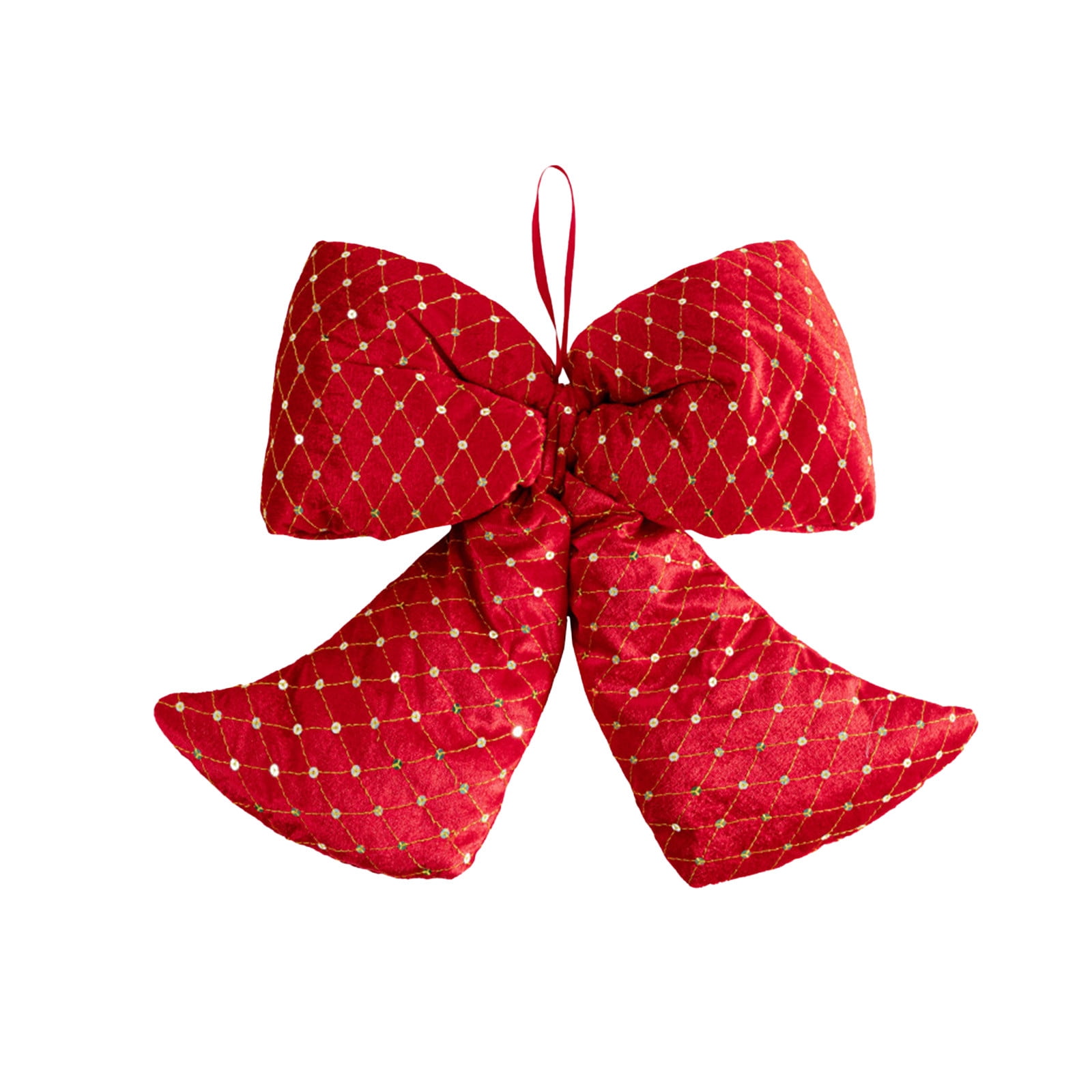 Red Velvet Christmas Bow Ornament – Large Flocking Decorative Tree ...