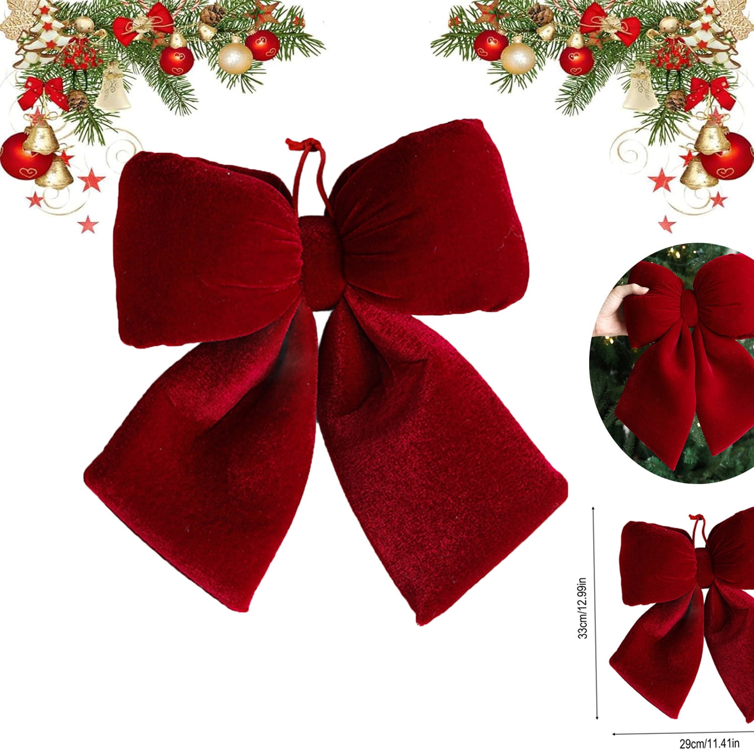Red Velvet Christmas BowsExtra Large Plush Velvet Bows Burgundy ...