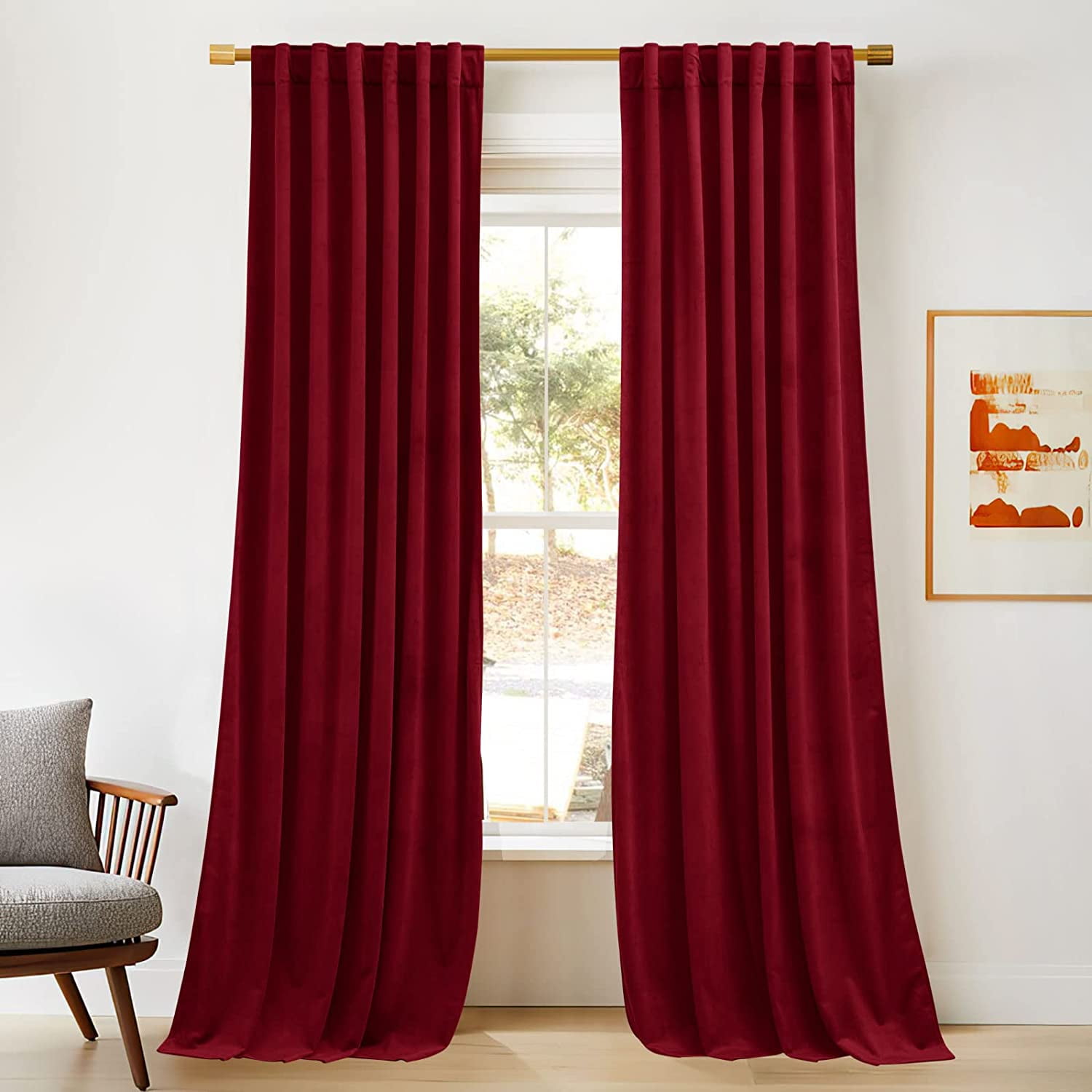 Red Velvet Curtains and Drapes, Extra Long Elegant Rustic Home Decor ...