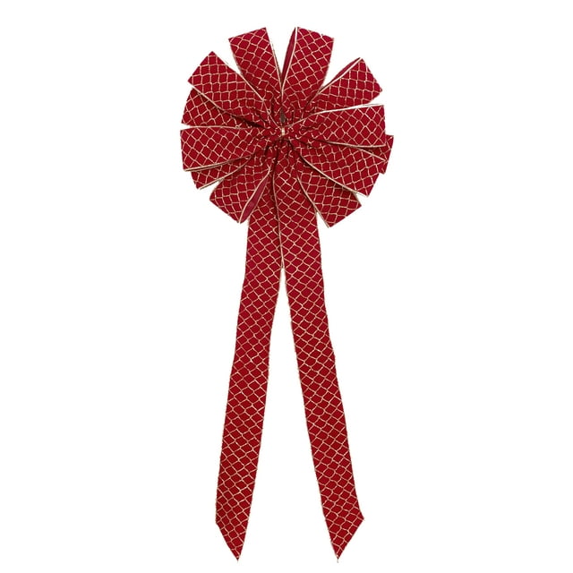 Red Velvet Outdoor Christmas Bows by Old Glory Bunting. 12 Loop Fancy ...