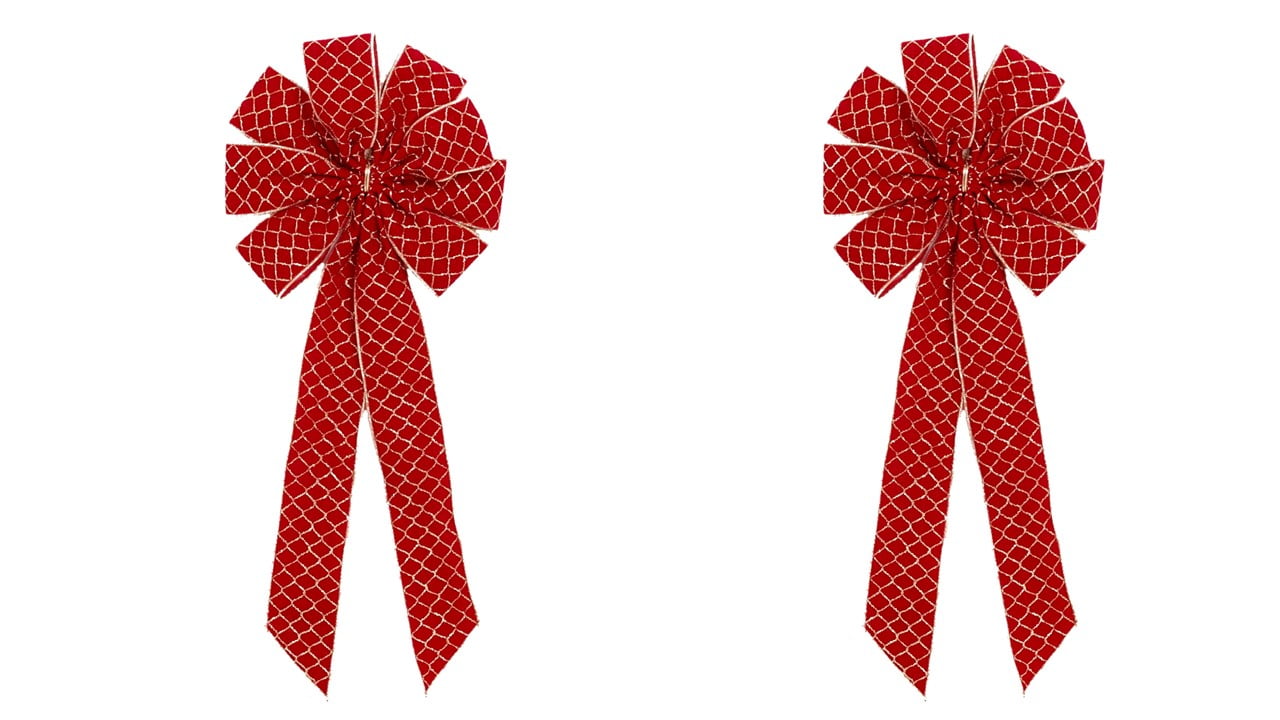 Red Velvet Outdoor Christmas Bows by Old Glory Bunting. 2-Pack! 8 Loop ...