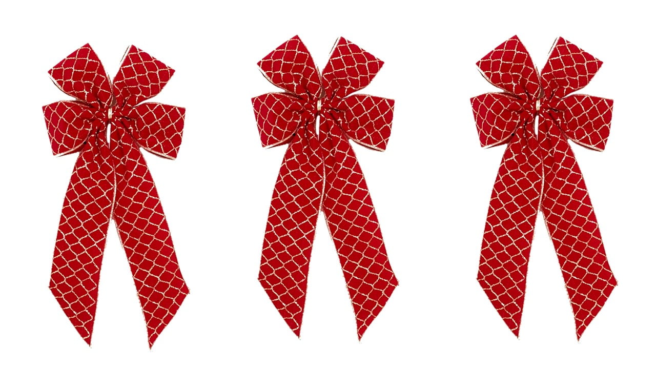 Red Velvet Outdoor Christmas Bows by Old Glory Bunting. 3-Pack! 4 Loop ...