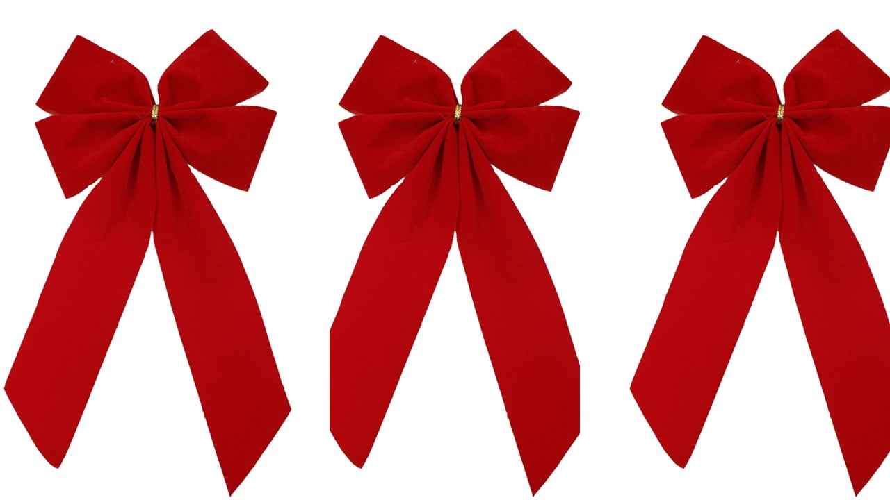 Old Glory Bunting Red Velvet Outdoor Christmas Bows 3 Pack 4 Loop