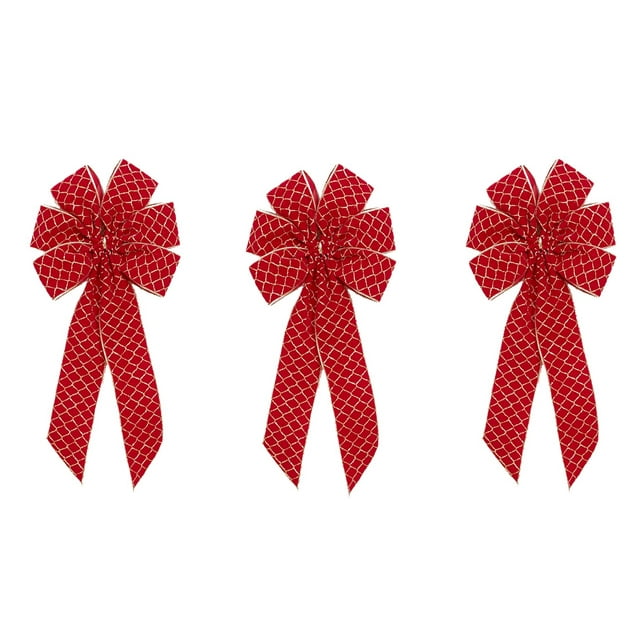 Red Velvet Outdoor Christmas Bows By Old Glory Bunting 3 Pack 6 Loop