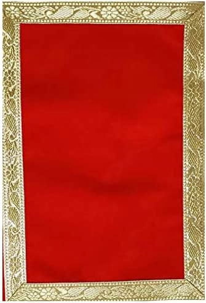Red Velvet Pooja Cloth, Aasan For Pooja & Mandir, Red and Gold Color ...