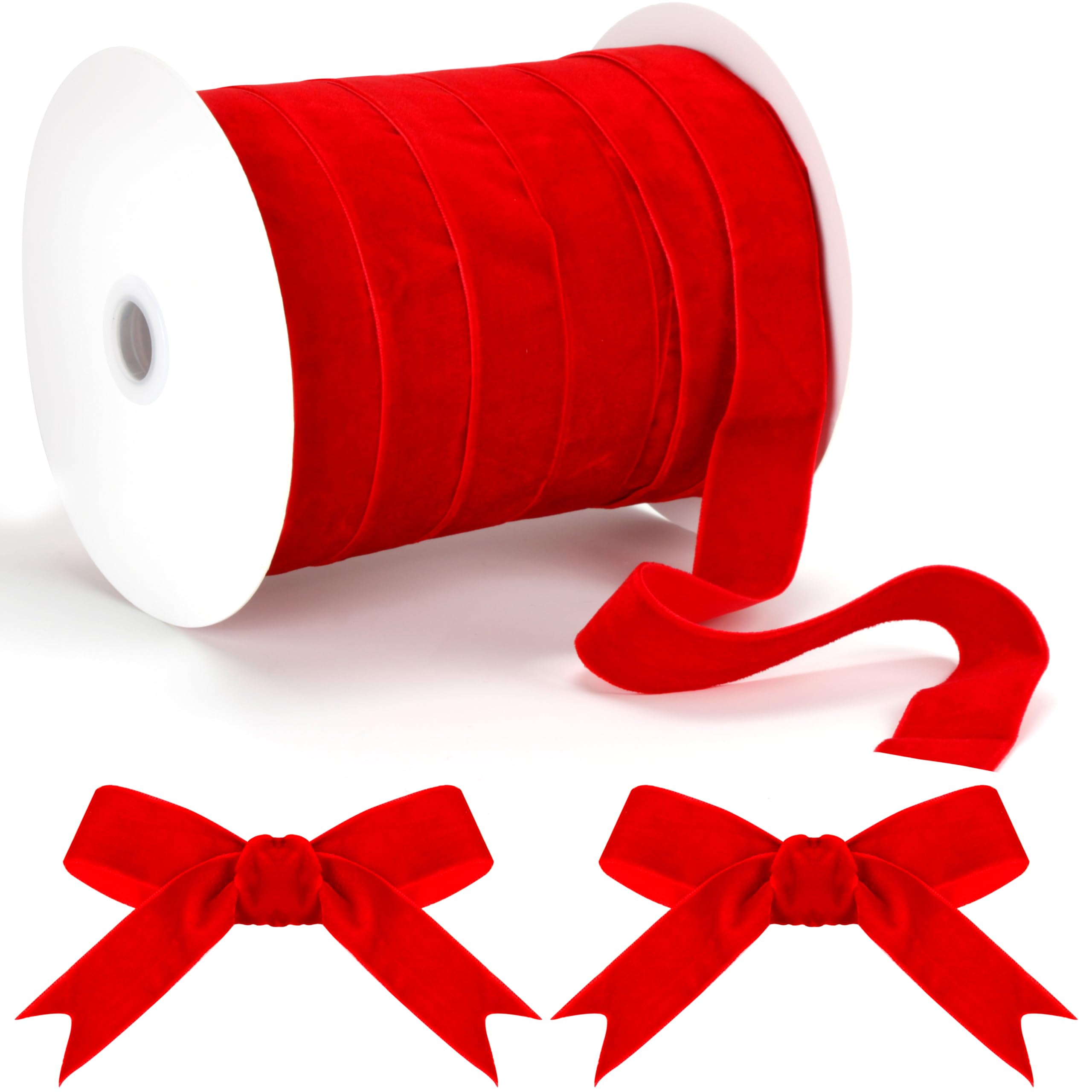 Red Velvet Ribbon Vintage EC36 Christmas Ribbon Rolls 1 inch x 50Yd for ...