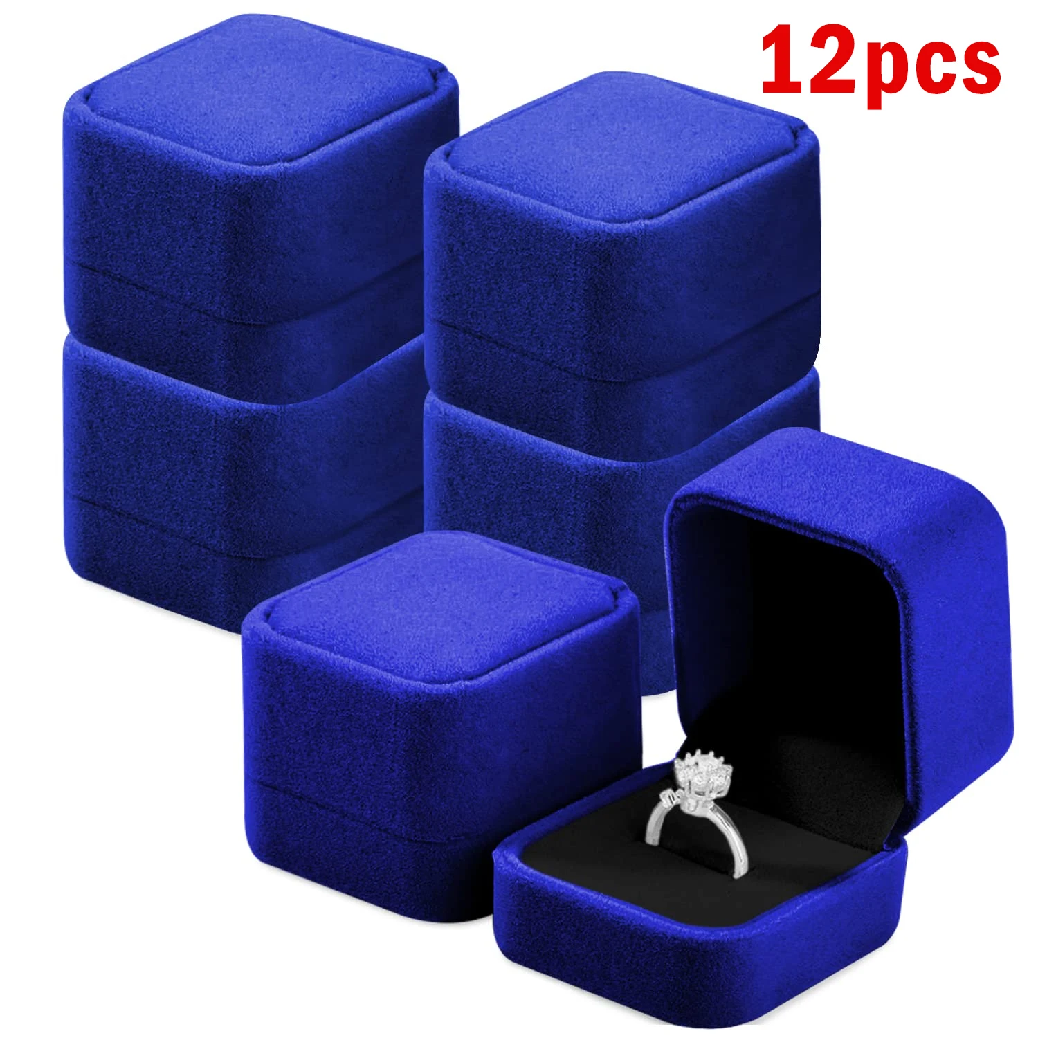 Red Velvet Ring Box Jewelry Display Case Holder Gift Heart Boxes ...