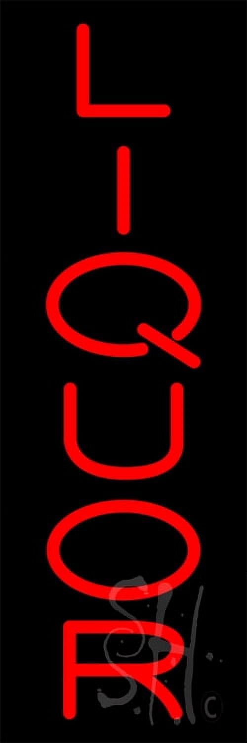 Red Vertical Liquor LED Neon Sign 24" Tall x 8" Wide, Clear Edge Cut ...