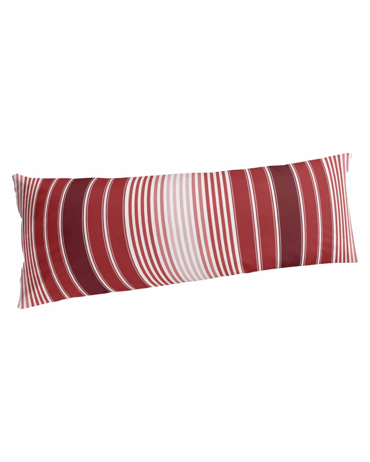 Red Vertical Striped Body Pillow Covers, Farmhouse Minimalist Abstract ...