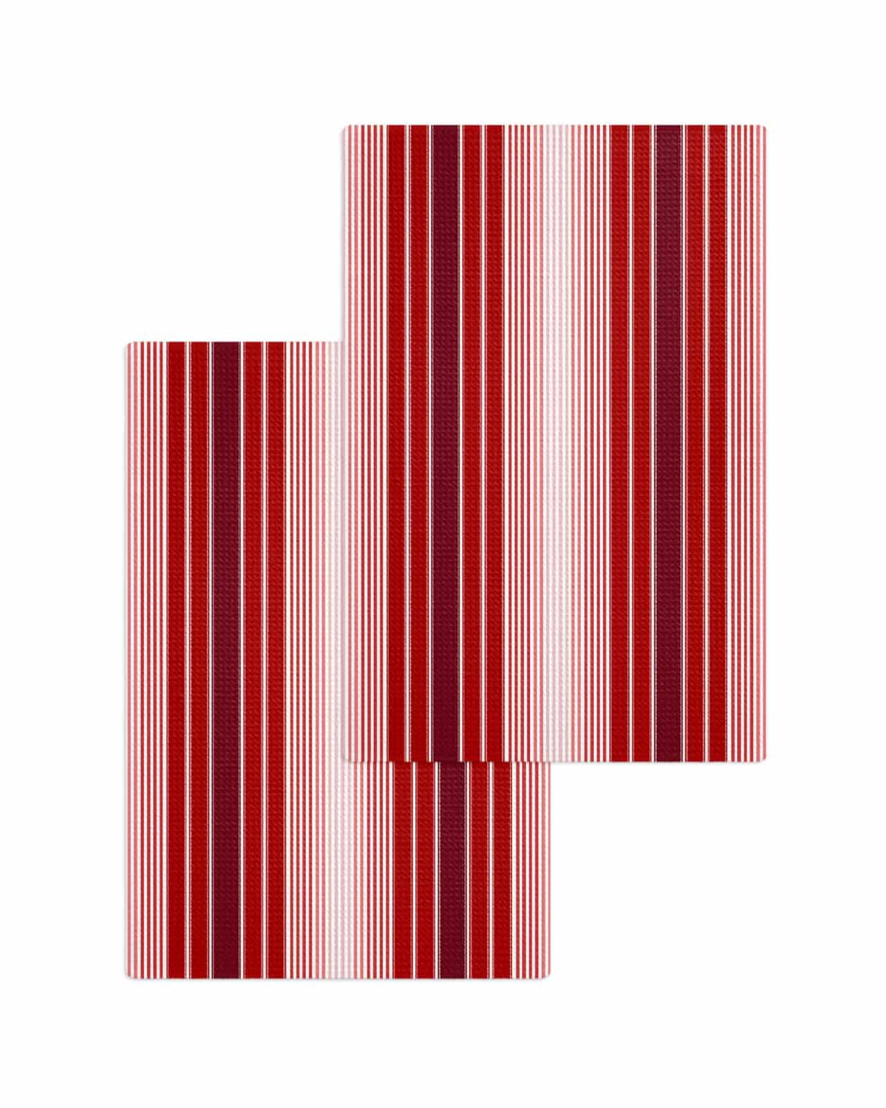 Red Vertical Striped Kitchen Dish Towels for Drying Dishes Set of 2 ...