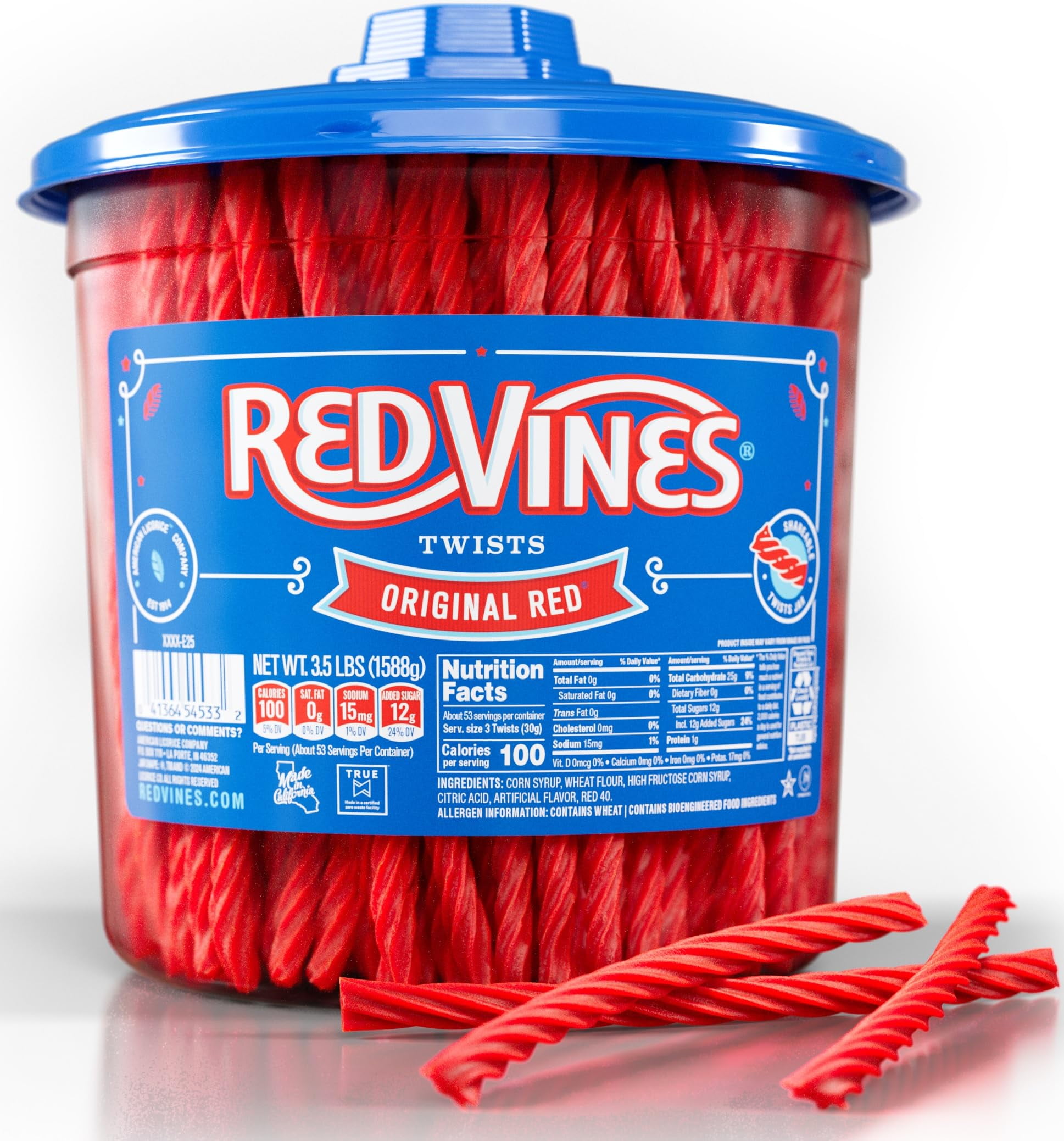 Red Vines Licorice Candy ESF27 Original Red Flavor Soft Chewy Candy ...