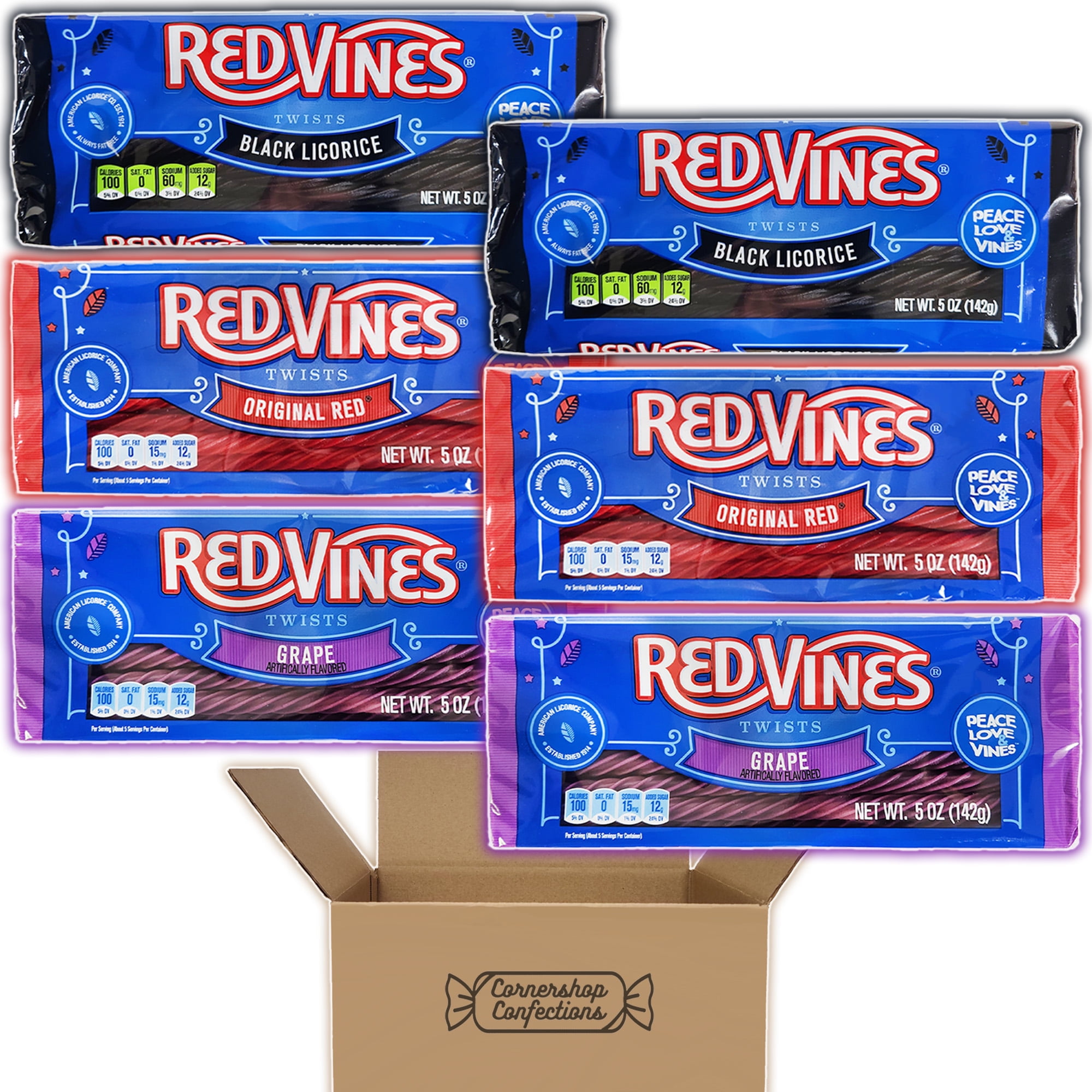 Red Vines Twists 3 Flavor Bulk Variety Pack - Original Red, Grape ...