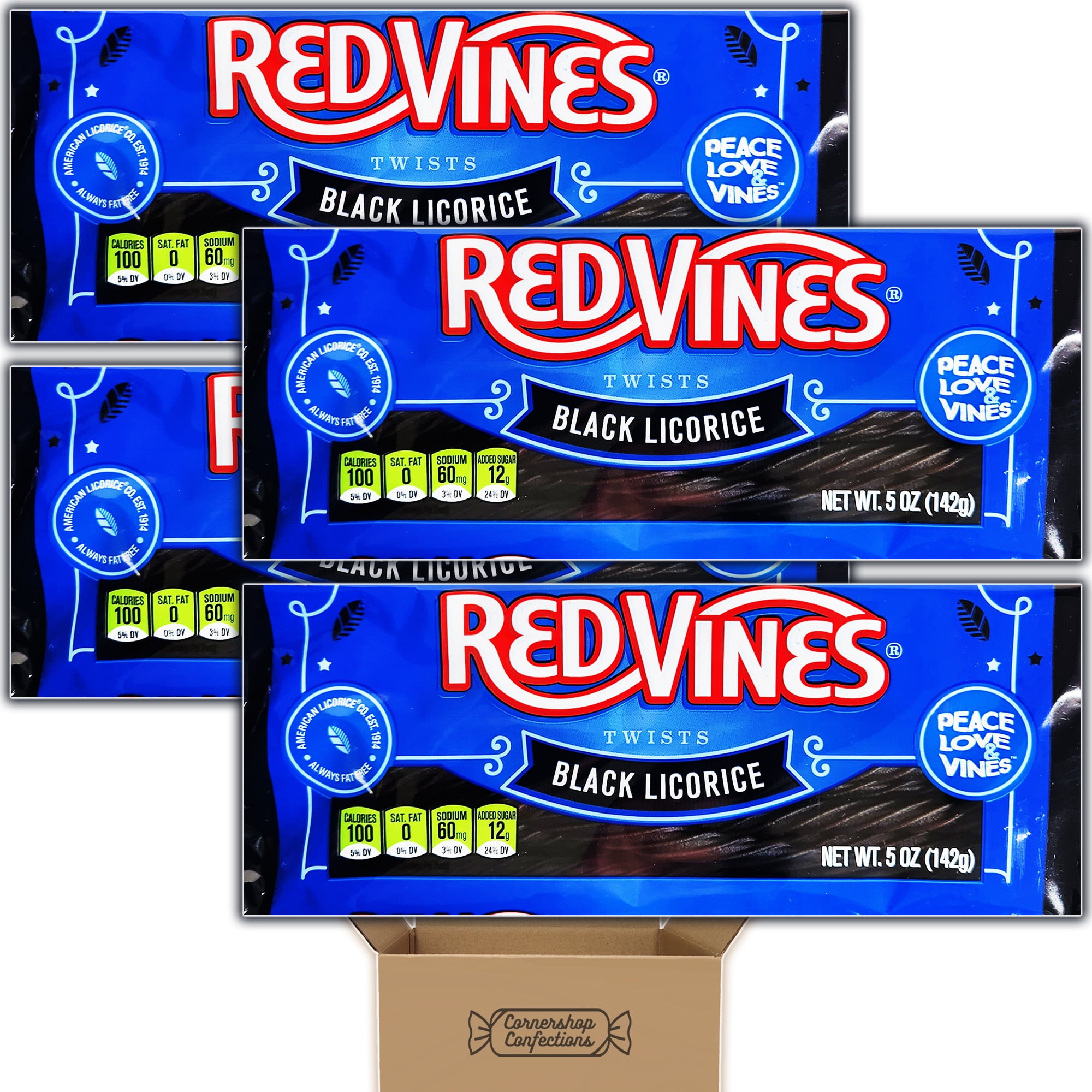 Red Vines Twists Bundle Pack - Black Licorice - 4 Separate Individually ...