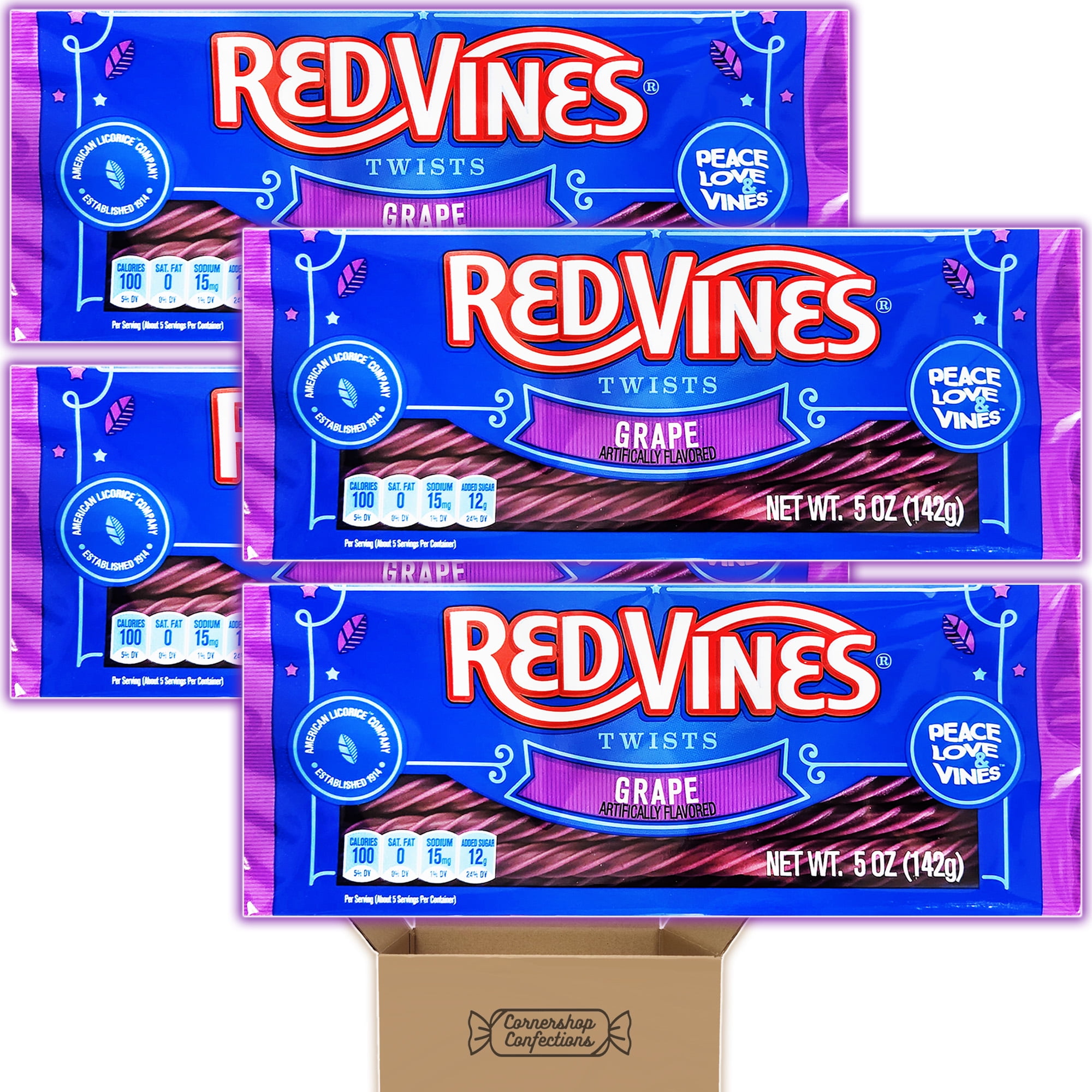Red Vines Twists Bundle Pack - Grape - 4 Separate Individually Sealed 5 ...