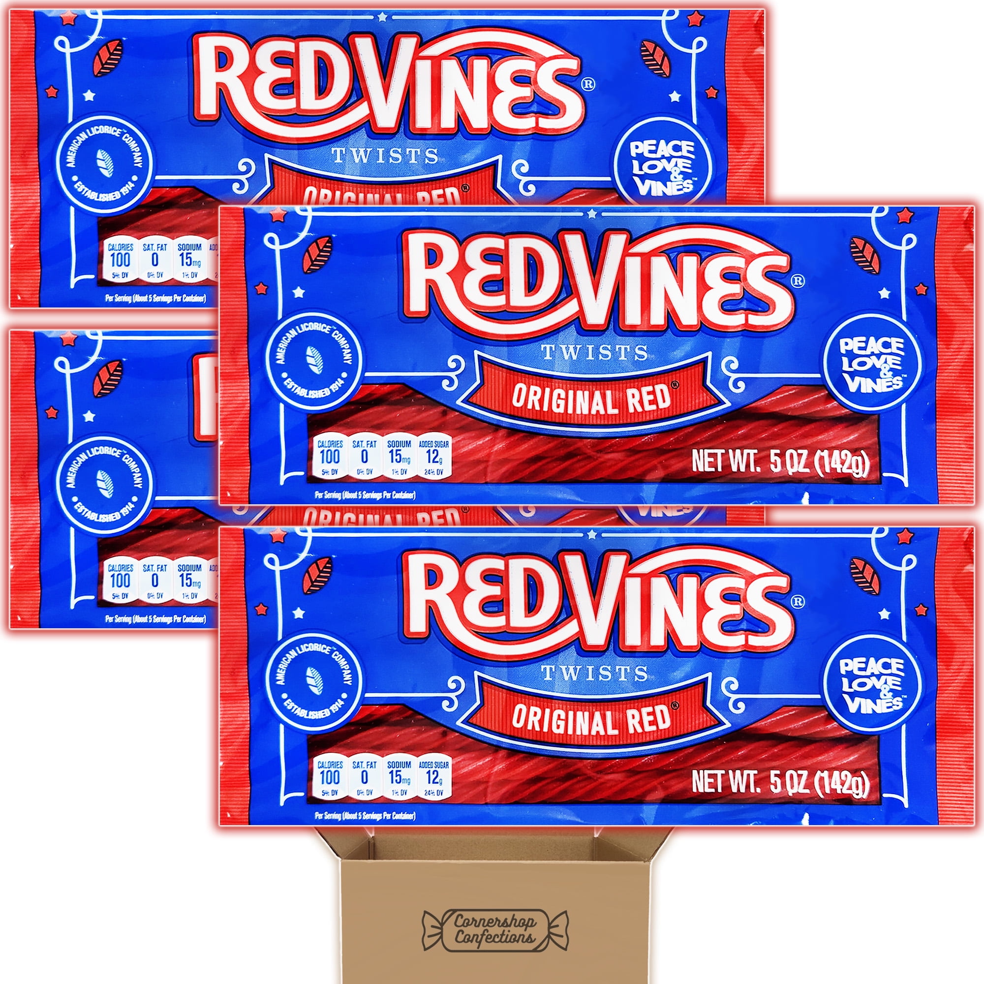 Red Vines Twists Bundle Pack - Original Red - 4 Separate Individually ...