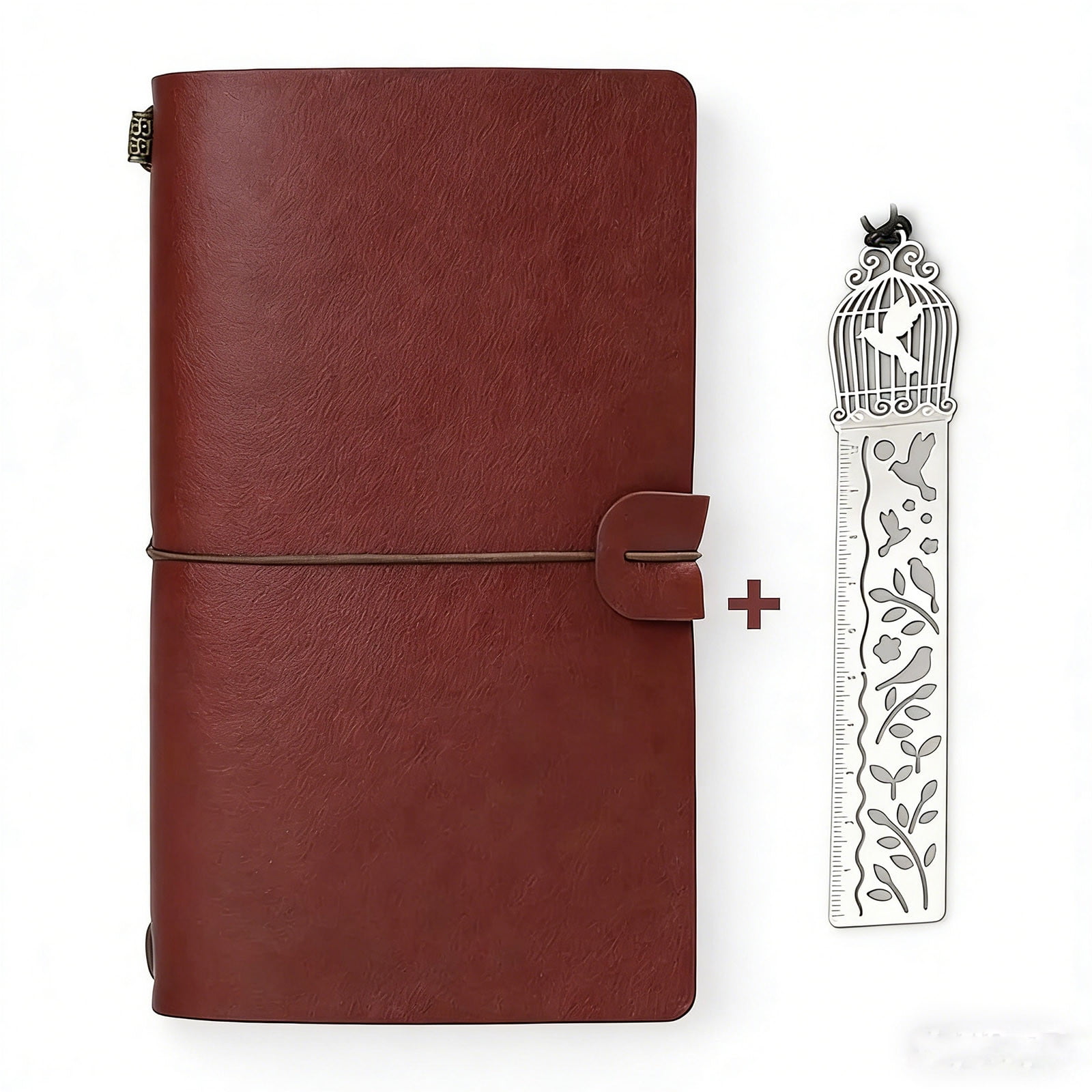 Red Vintage A6 Travel Notebook, Portable With Metal Bookmark And Ruler ...
