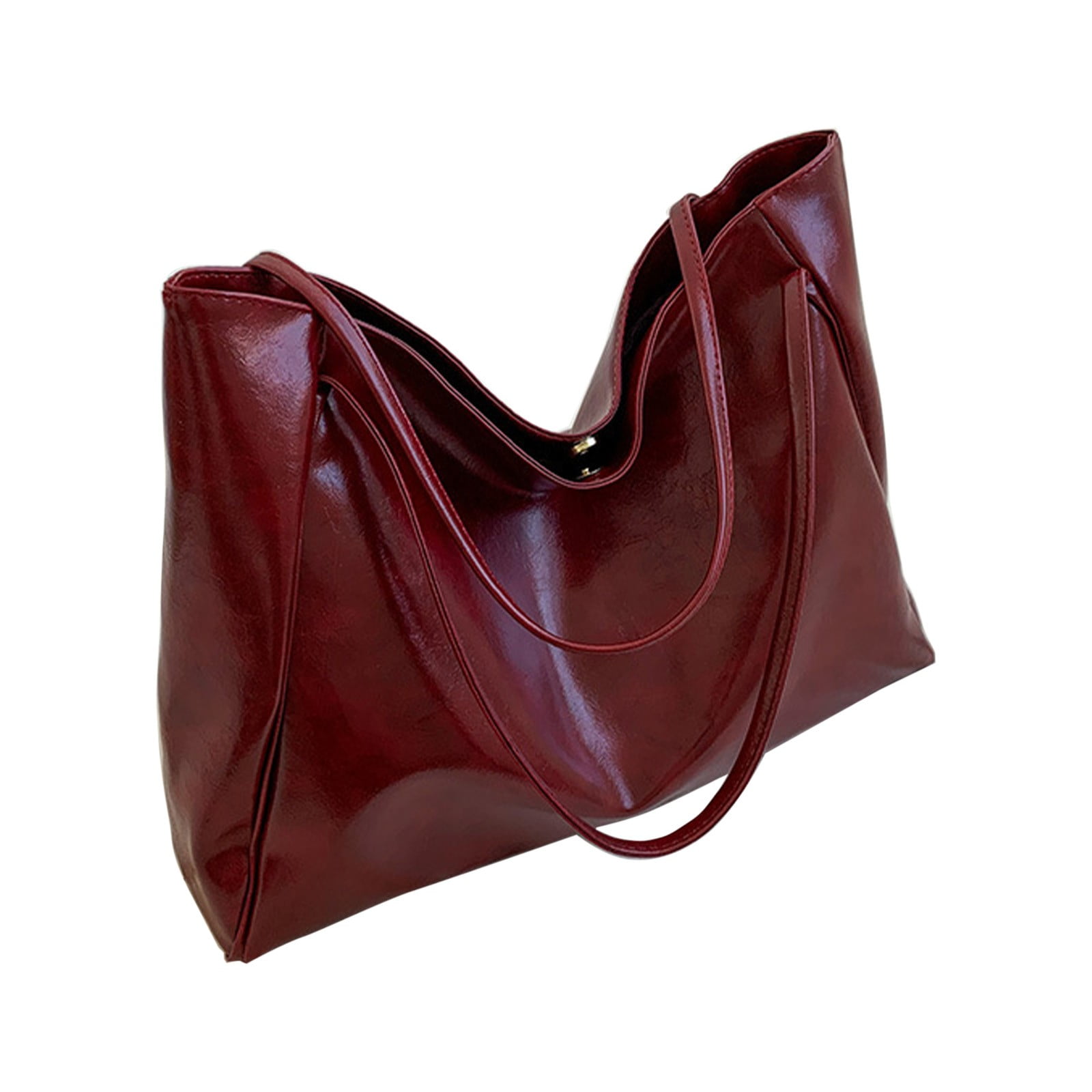 Red Vintage Style Pu Leather Shoulder Bag Women'S Spacious Tote Purse ...