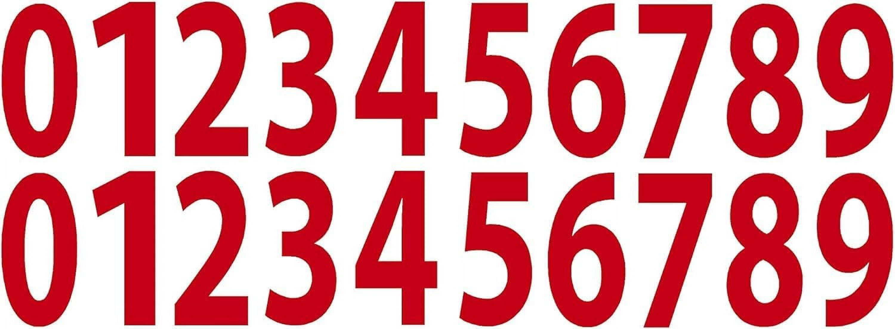 Red Vinyl Number Stickers (2 of Each Number) - Choose Size From 1/2" to ...