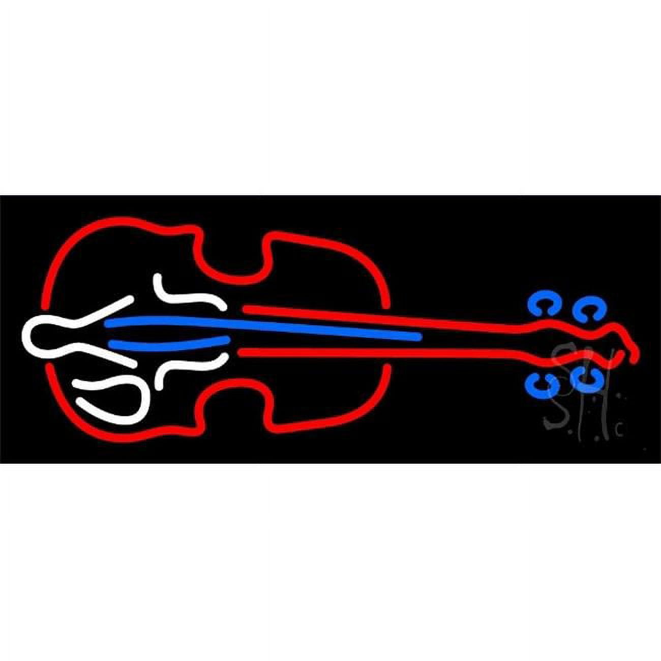 Red Violin Logo Block Clear Backing Neon Sign, 13 x 1 x 32 in ...