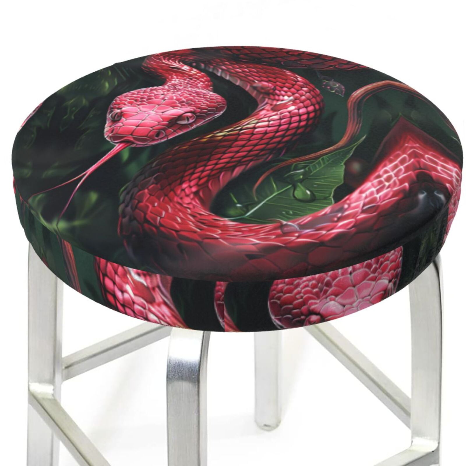 Red Viper Jungle Intensity Round Bar Stool Covers, Soft Velvet Bar ...