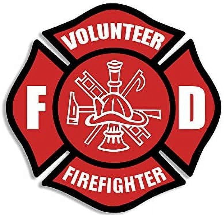 Red Volunteer Firefighter Maltese Cross 3M Reflective sticker| fire ...