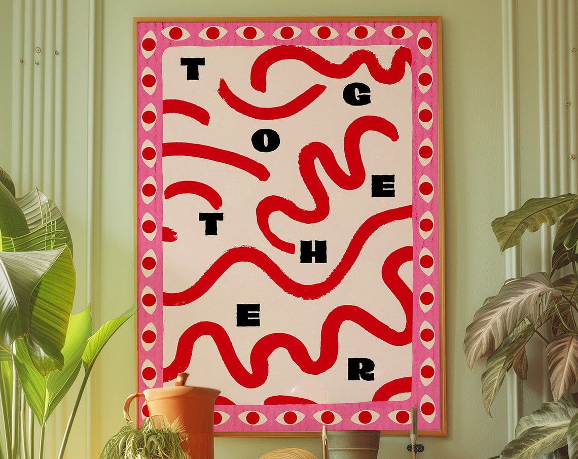 Red Wall Art, Dopamine Decor, Kitchen Wall Decor, Bedroom Wall Print ...