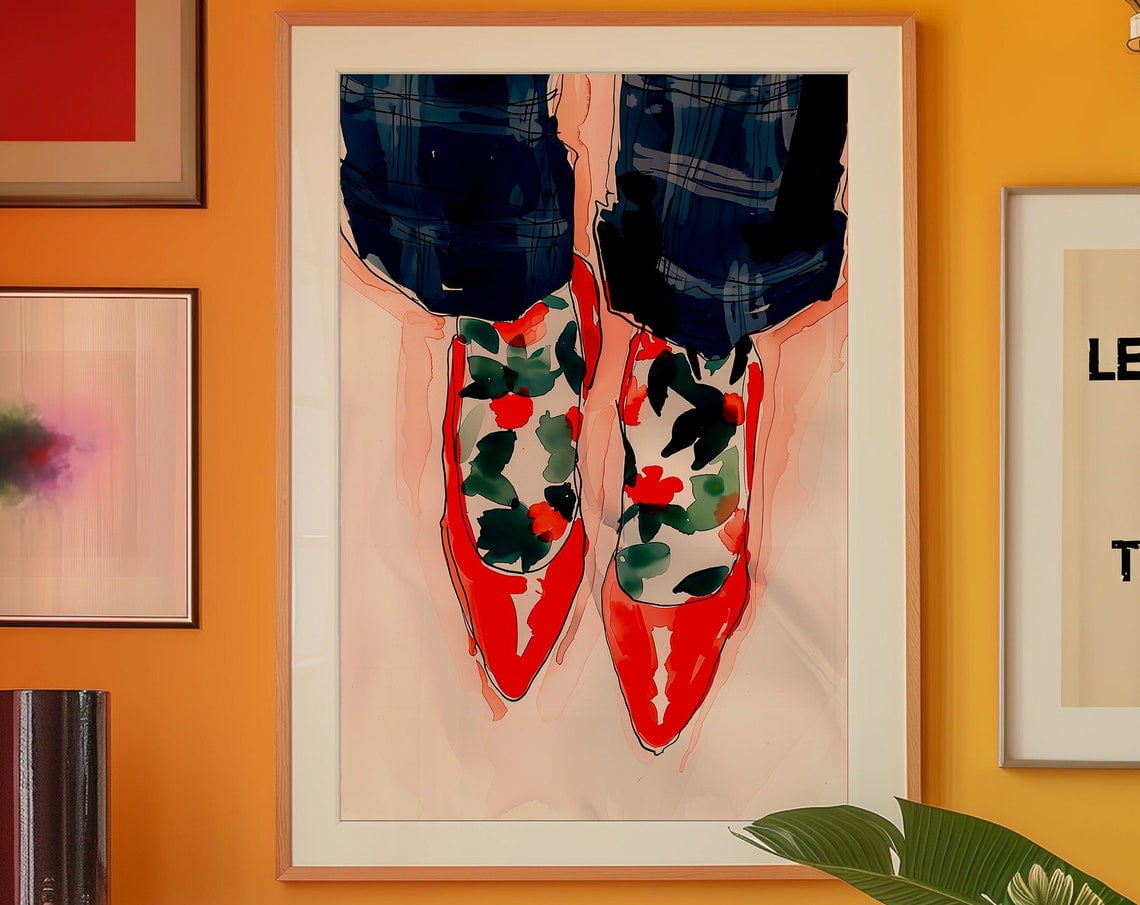 Red Wall Art, High Heels Poster, Shoes Poster, Psychedelic Art, Bedroom ...