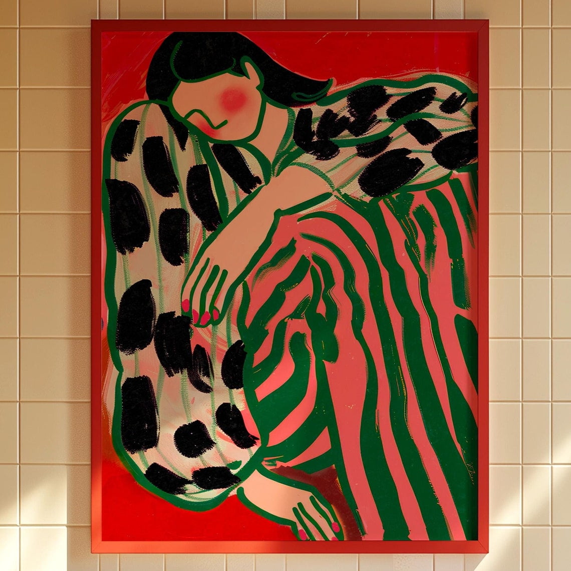 Red Wall Art, Trendy Print, Woman Poster, Maximalist Art, Dopamine ...