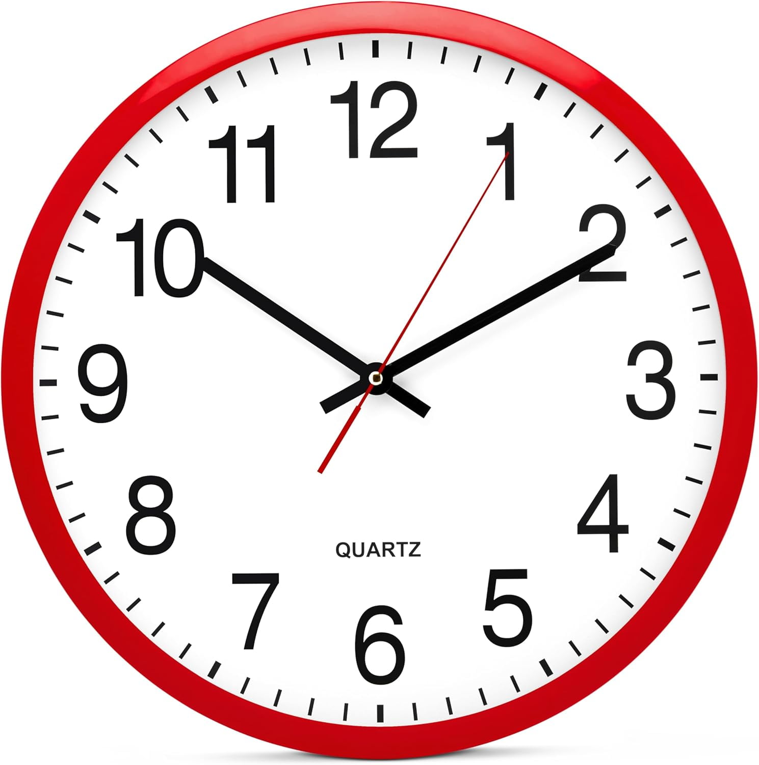 Red Wall Clock, Silent Non Ticking - 16 Inch Extra Large Quality Quartz ...