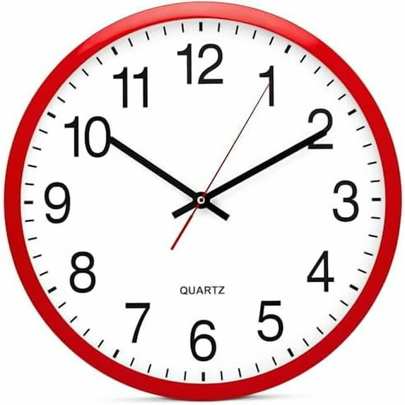 Red Wall Clock, Silent Non Ticking - 16 Inch Extra Large Quality Quartz ...