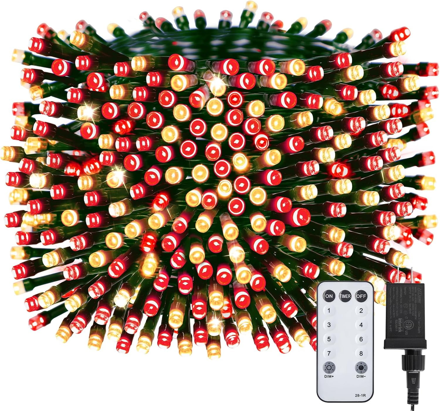 Red & Warm White Christmas Lights, 66ft 200 LED Outdoor Christmas Tree ...