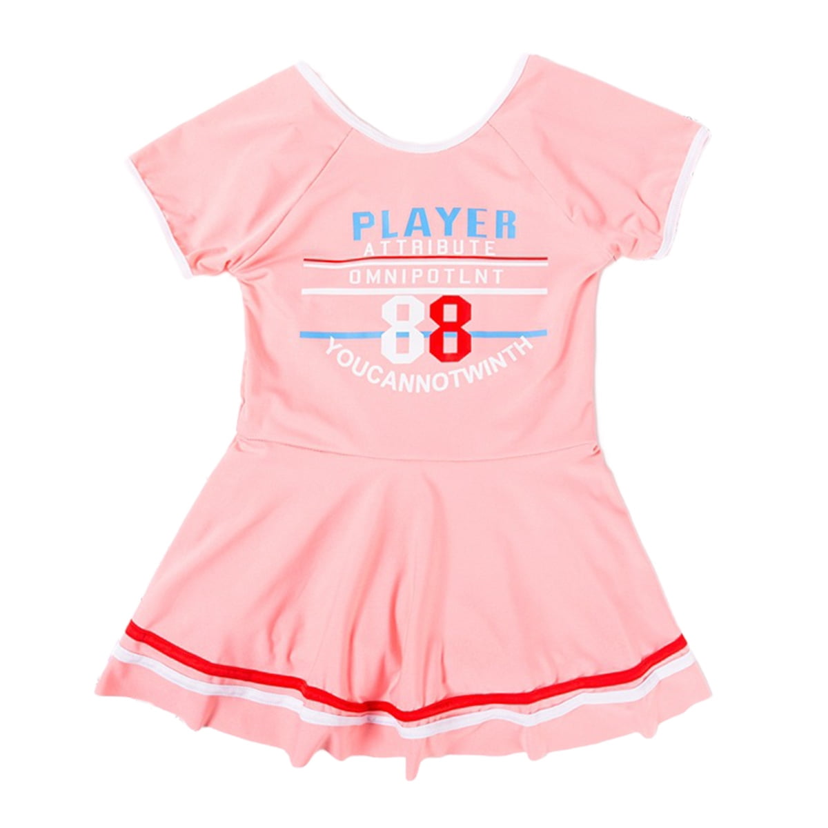 Red Watermelon Print Girls' Swimsuit, One-Piece Skirted Design for 5-8 ...