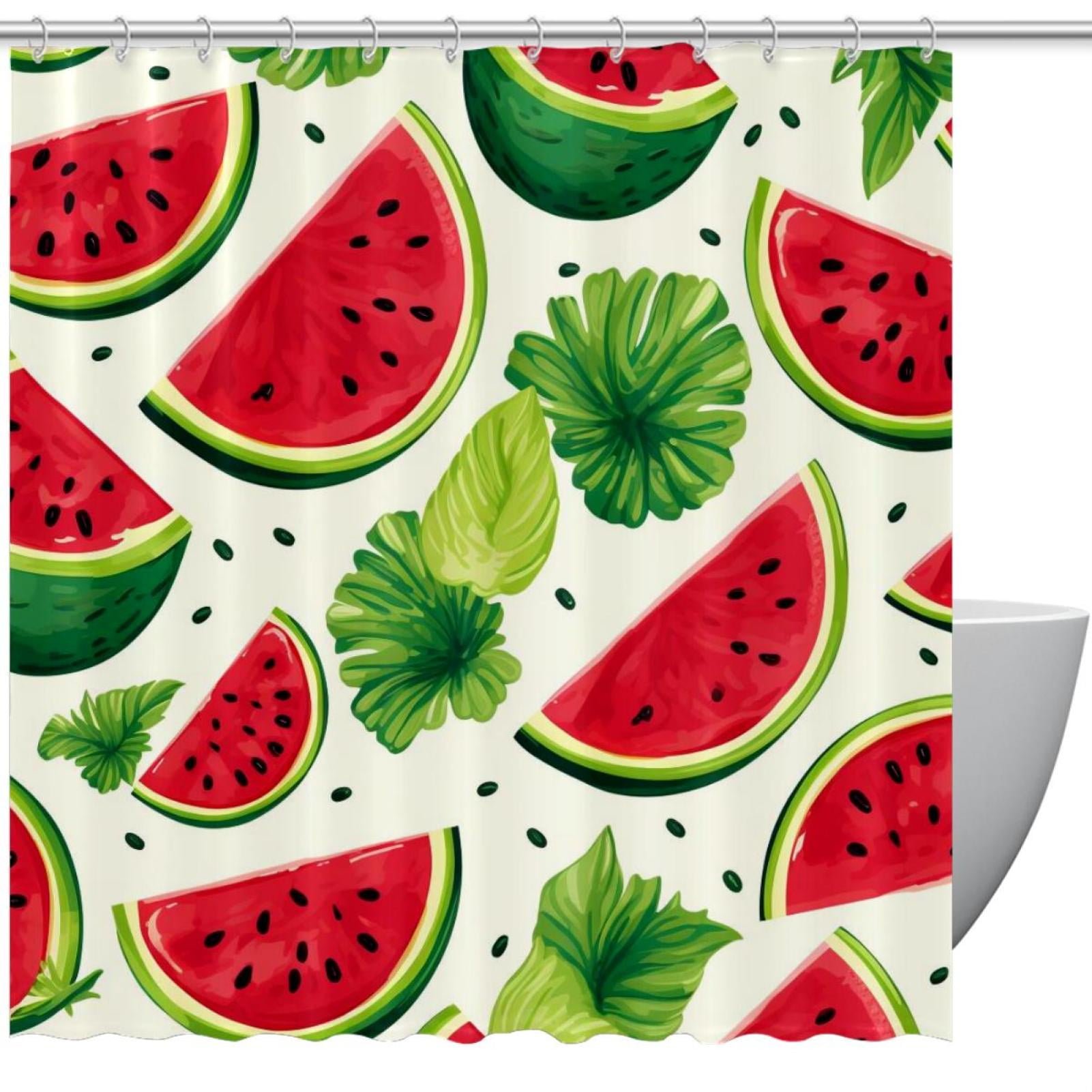 Red Watermelon Shower Curtain Set with Hooks,Home Bathroom Bathtubs ...