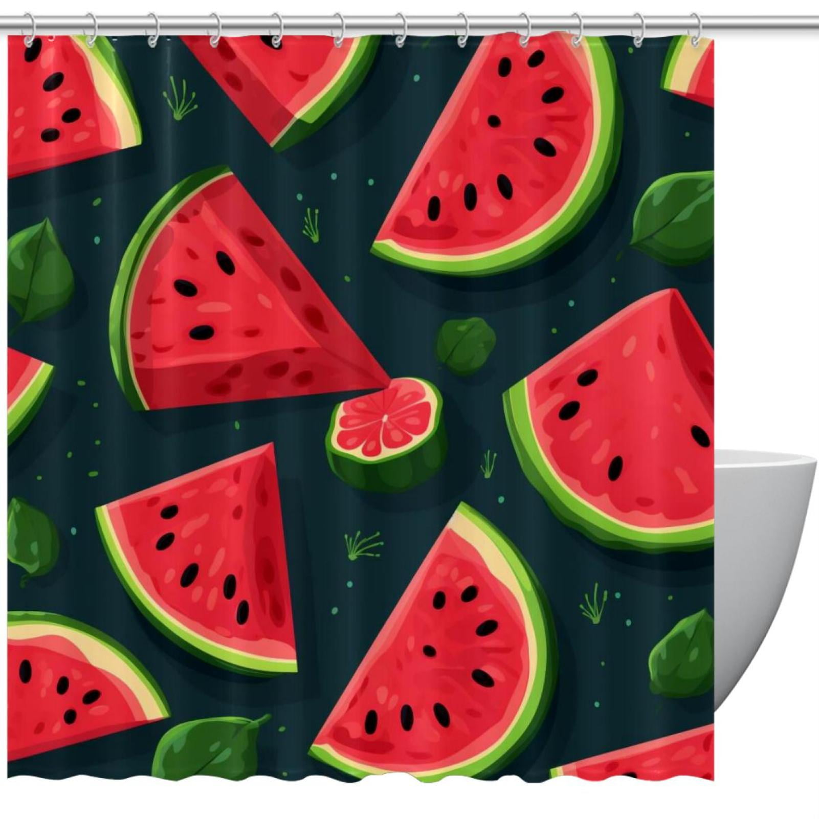 Red Watermelon Shower Curtain Set with Hooks,Home Bathroom Bathtubs ...