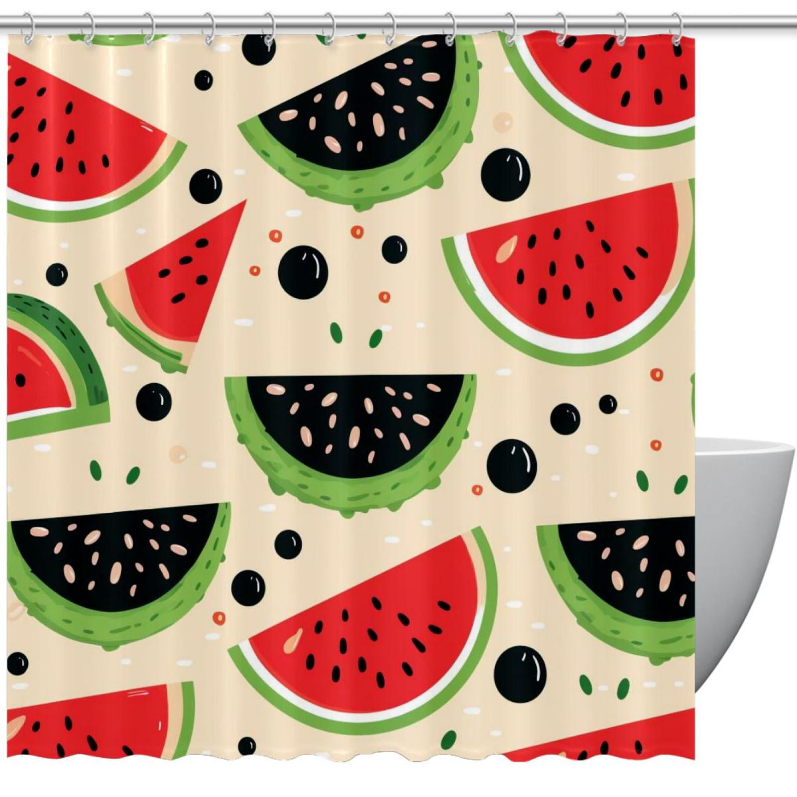 Red Watermelon Shower Curtain for Bathroom, Aesthetics Patterns Curtain ...