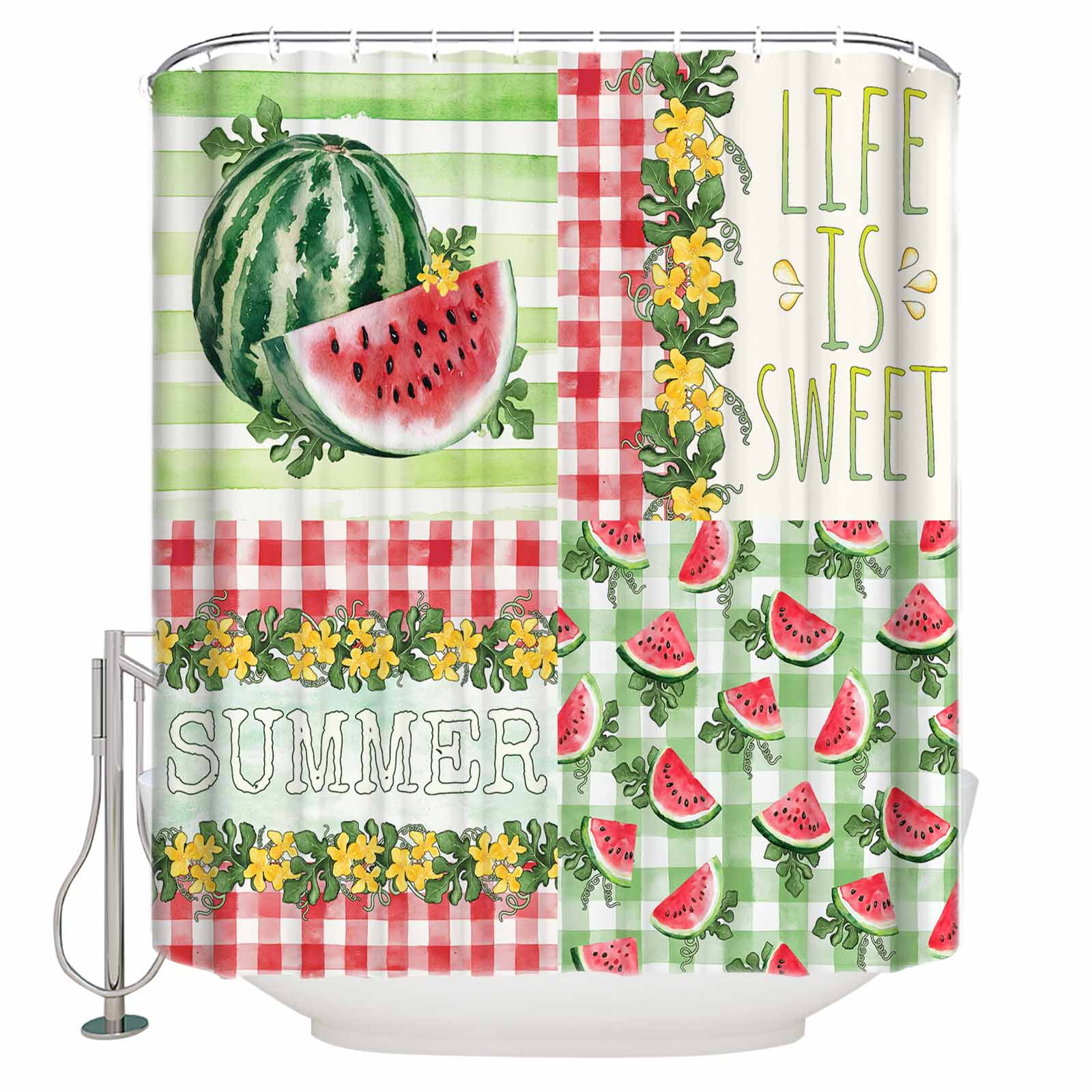 Red Watermelon Shower Curtains for Bathroom Waterproof Fabric Bath ...