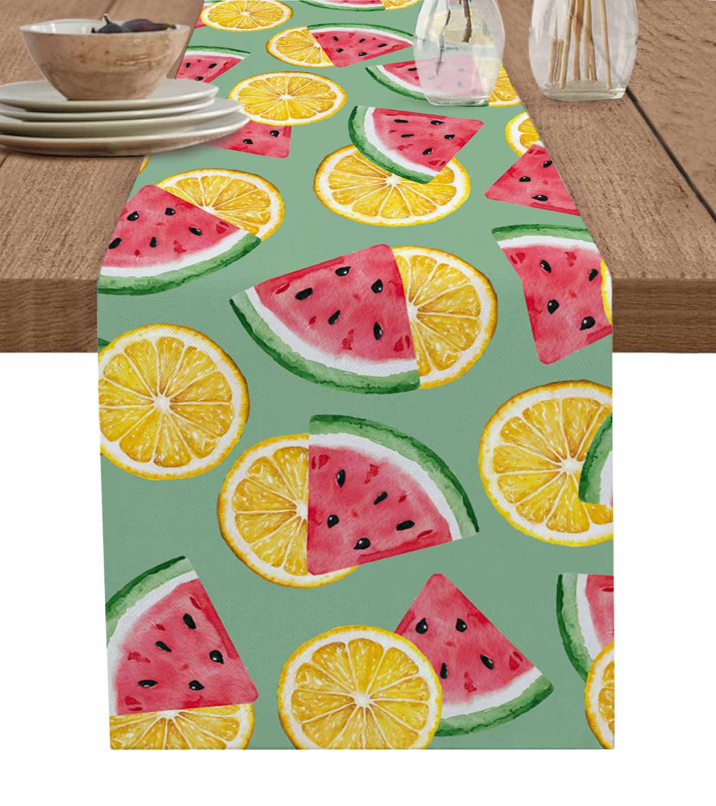 Red Watermelon Table Runner 120 Inches, Lemon Summer Fruit Country ...