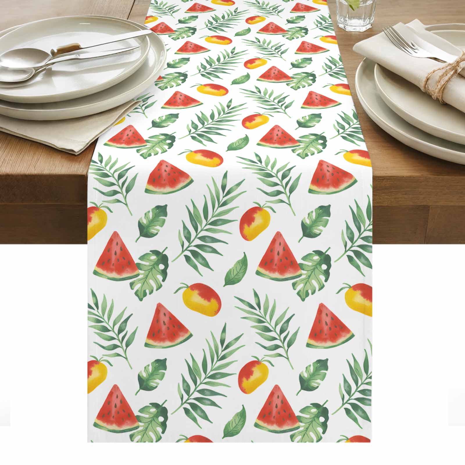 Red Watermelon Table Runner - 70 Inch Long, Kitchen Dining Table Runner ...