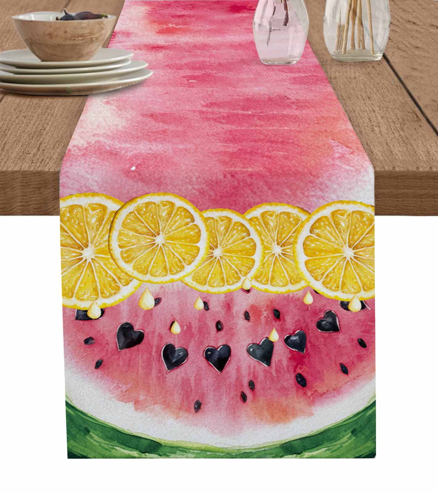 Red Watermelon Table Runner 72 Inches, Yellow Lemon Summer Fruit ...