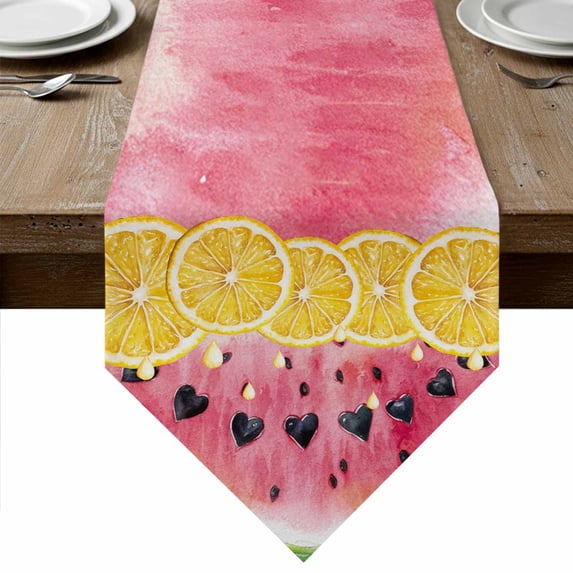 Red Watermelon Table Runner Linen Burlap Table Runner 90 Inches Long ...