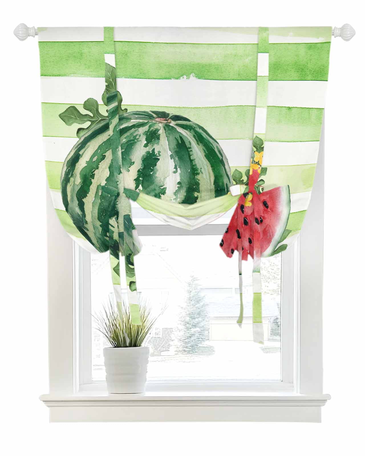 Red Watermelon Tie Up Curtains for Window, Thermal Insulated Balloon ...