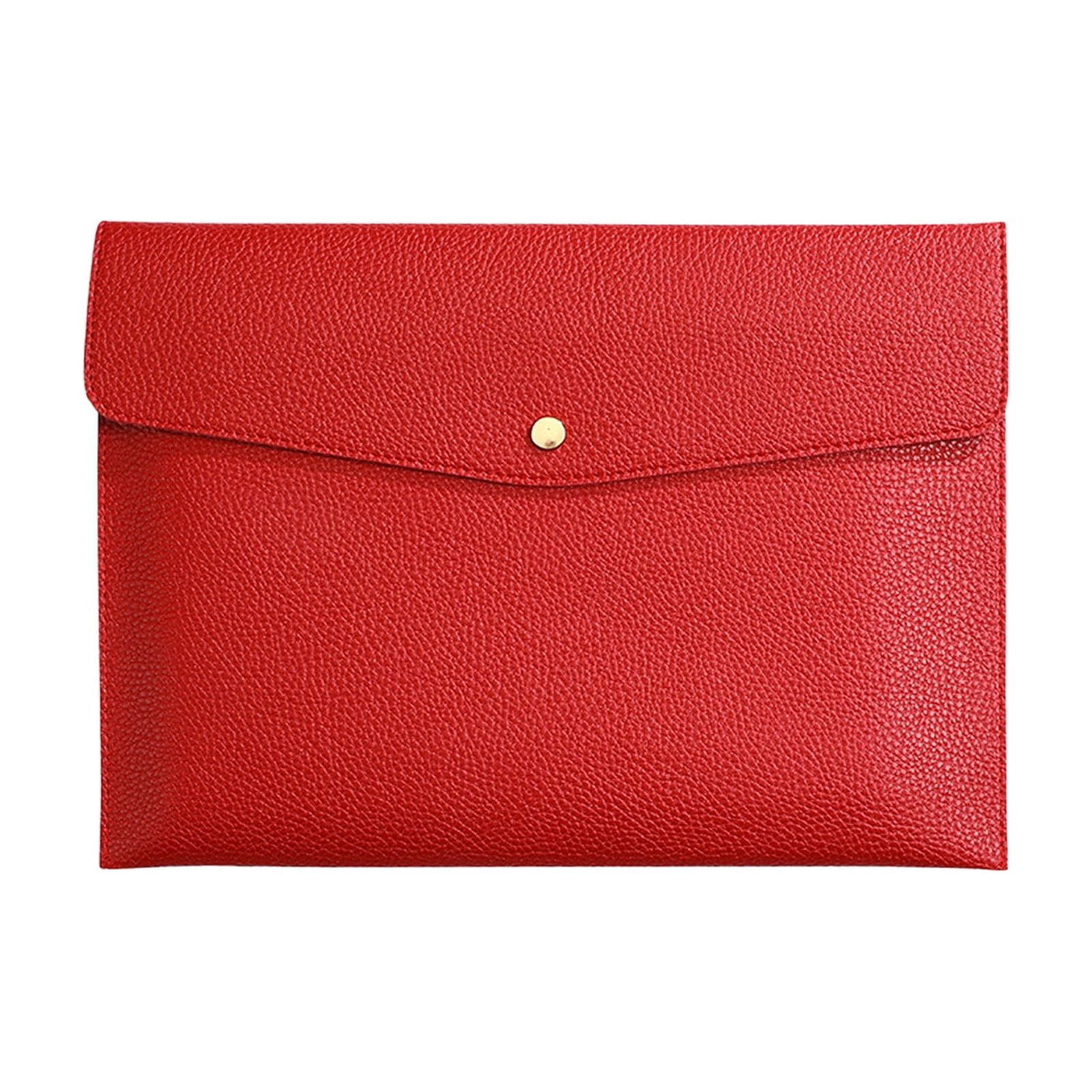 Red Waterproof Leather Document Folder Case With Removable Hand Strap ...