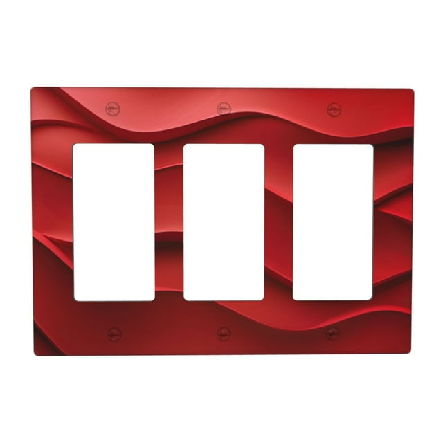 Red Wave 3 Gang Toggle Light Switch Cover Decorative Switch Plates and ...