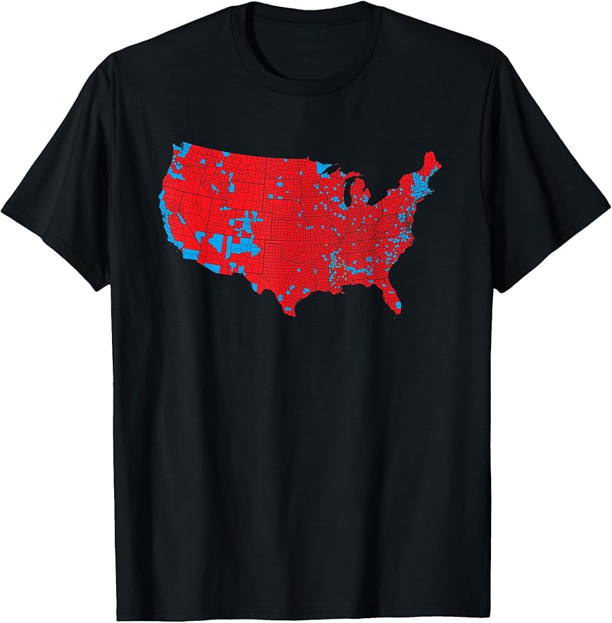 Red Wave Map of USA in the 2024 Presidential Election Maga T-Shirt ...