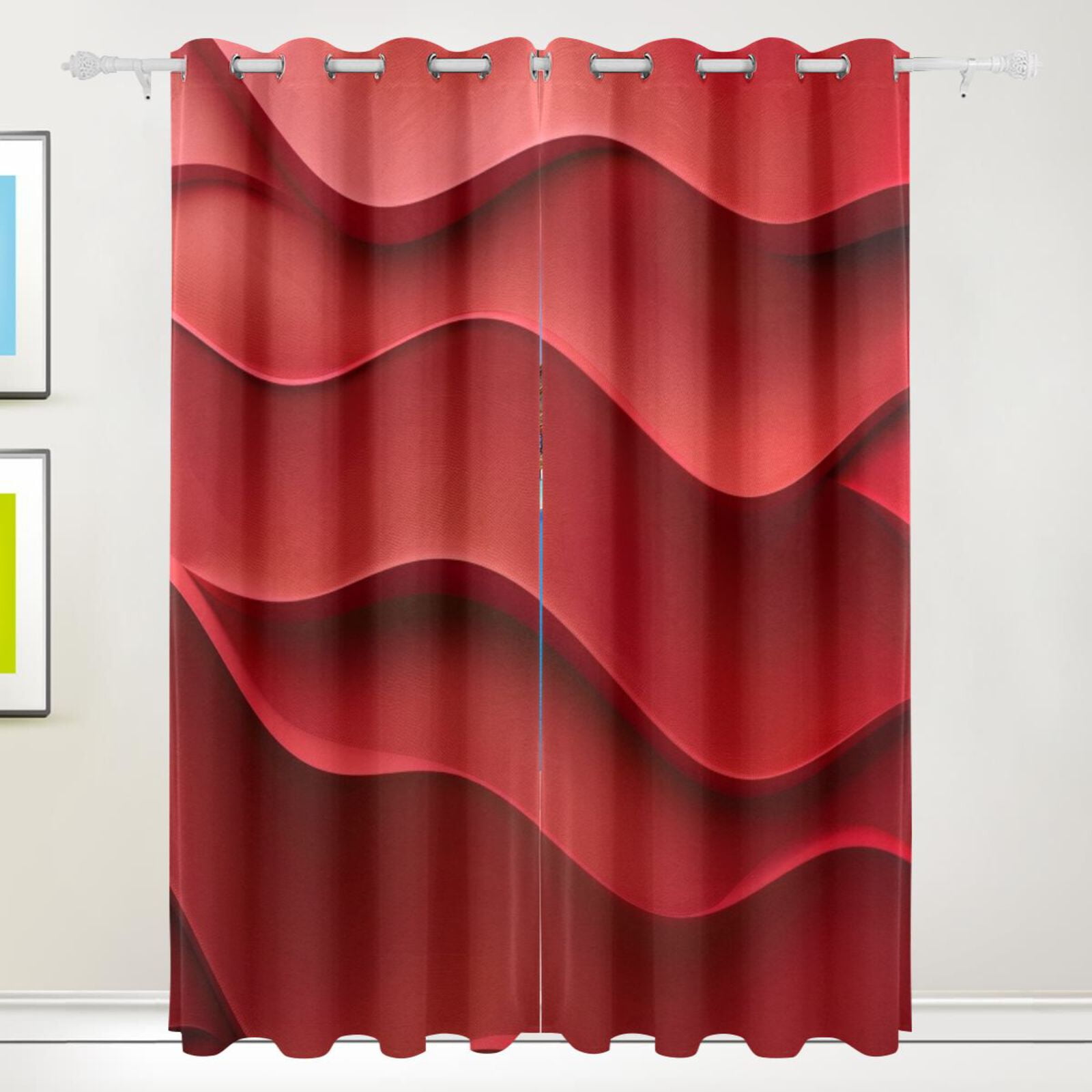Red Wave Room Blackout Cutrains Original Design Summer Thermal ...
