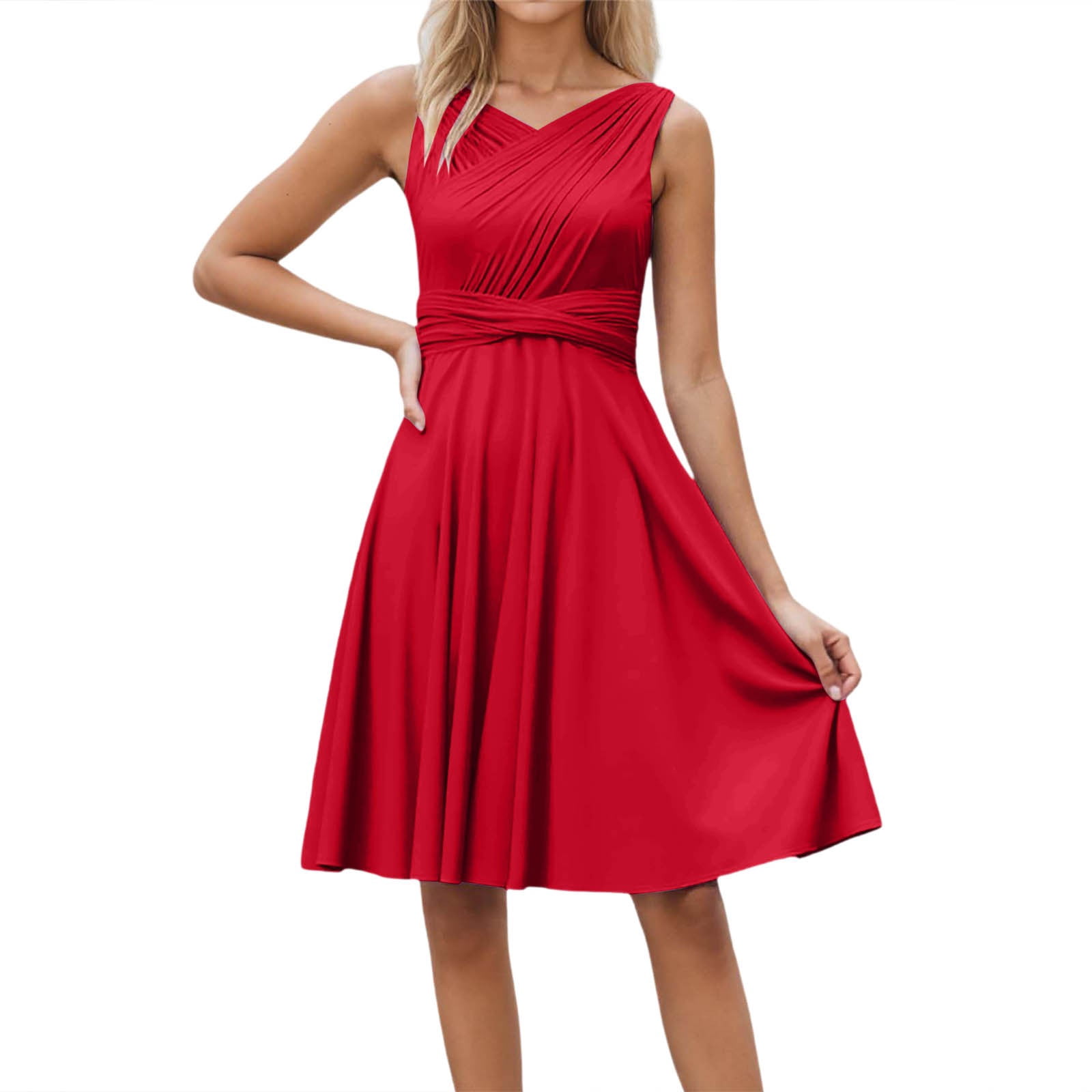 Red Wedding Guest Dress Elegant Women's Casual Dress for Wedding Party ...