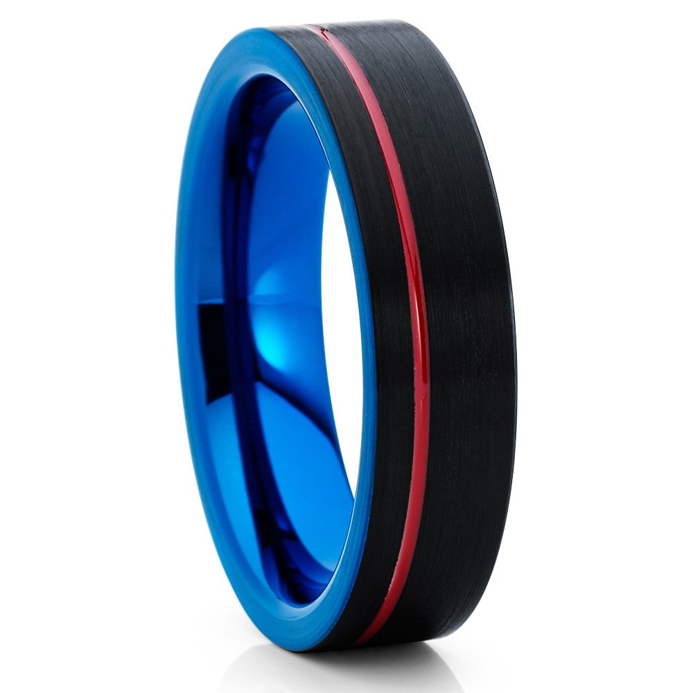 Red Wedding Ring,Tungsten Wedding Ring,Black Wedding Ring,Blue Tungsten ...